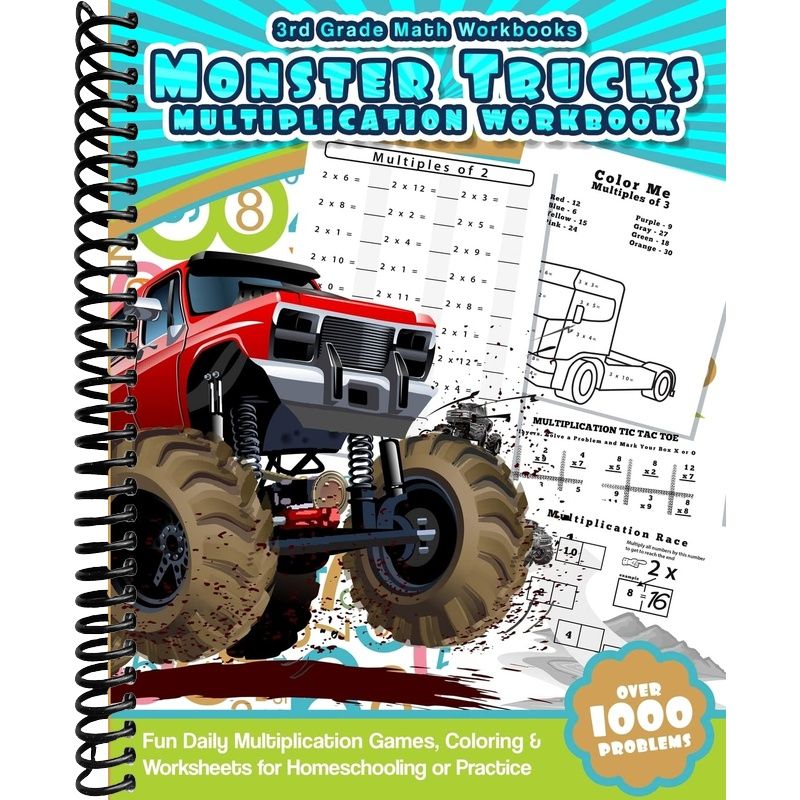 3rd Grade Math Workbooks Monster Trucks Multiplication Workbook: Fun D ...
