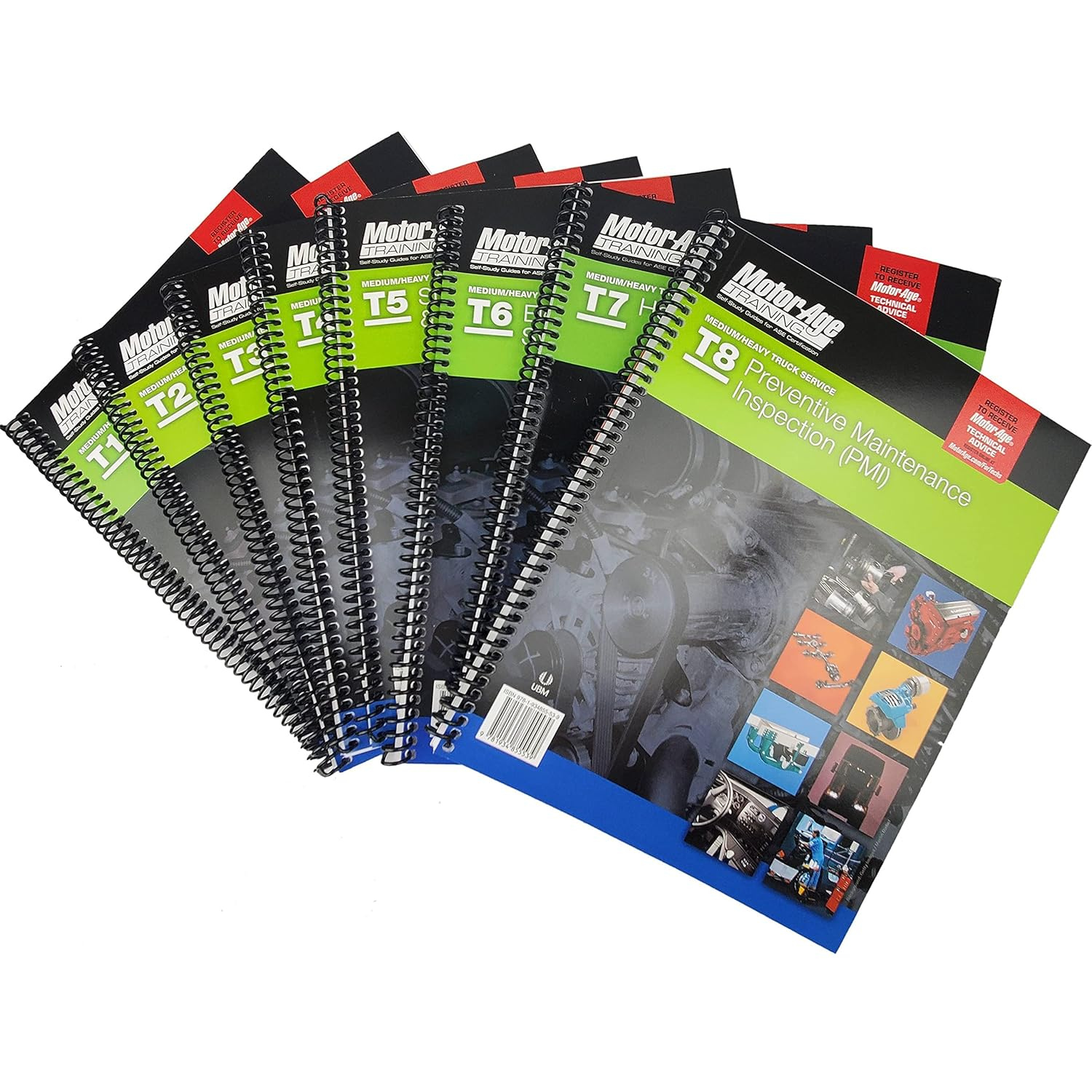 ASE Test Prep Medium and Heavy Truck Study Guide Set - ASE T1-T8 (Moto ...