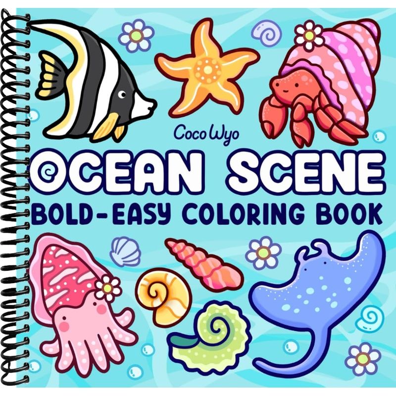 Ocean Scene: Coloring Book for Adults and Kids, Bold and Easy Designs ...
