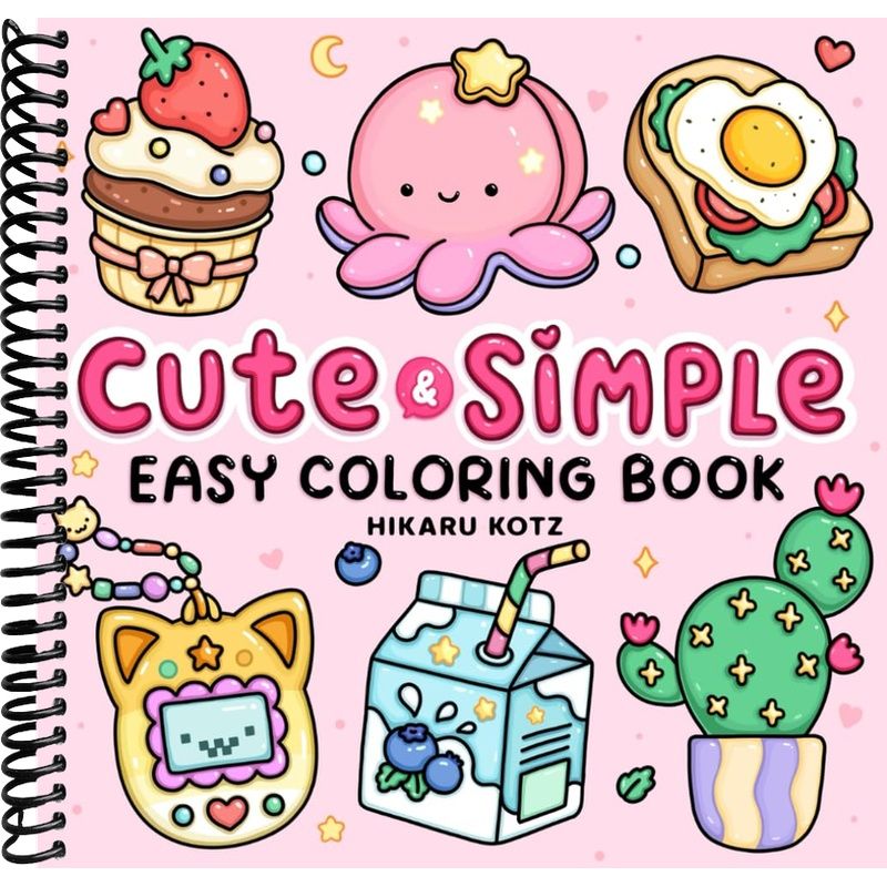 Easy: Cute & Simple Coloring Book for Adults and Kids – Lay it Flat ...