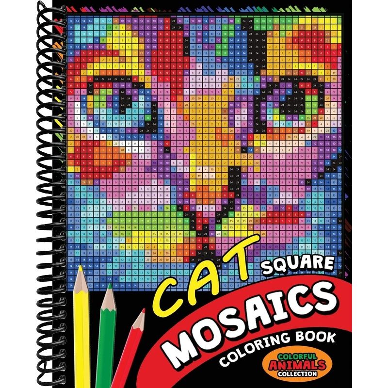 Cat Square Mosaics Coloring Book: Colorful Animals Coloring Pages Colo ...
