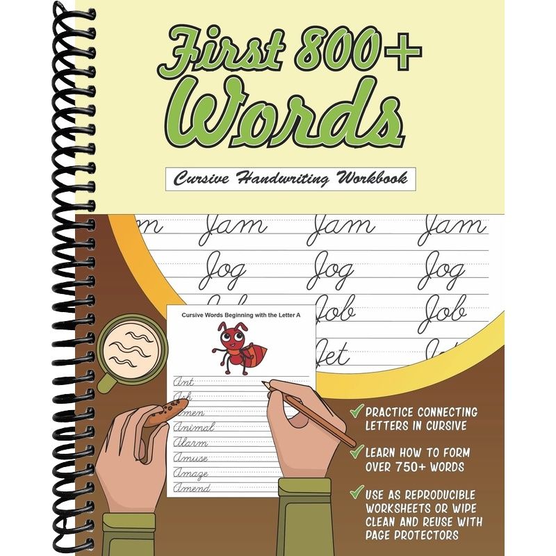 Cursive Handwriting Workbook: First 800+ Words: Reproducible Activity ...