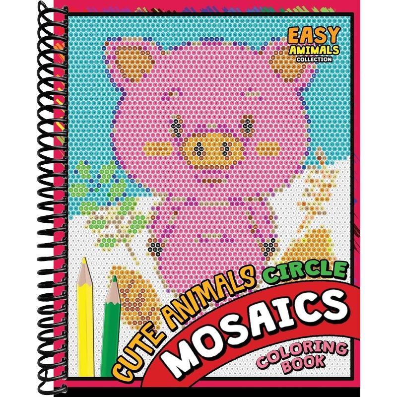 Cute Animals Circle Mosaics Coloring Book: Colorful Animals Coloring P ...